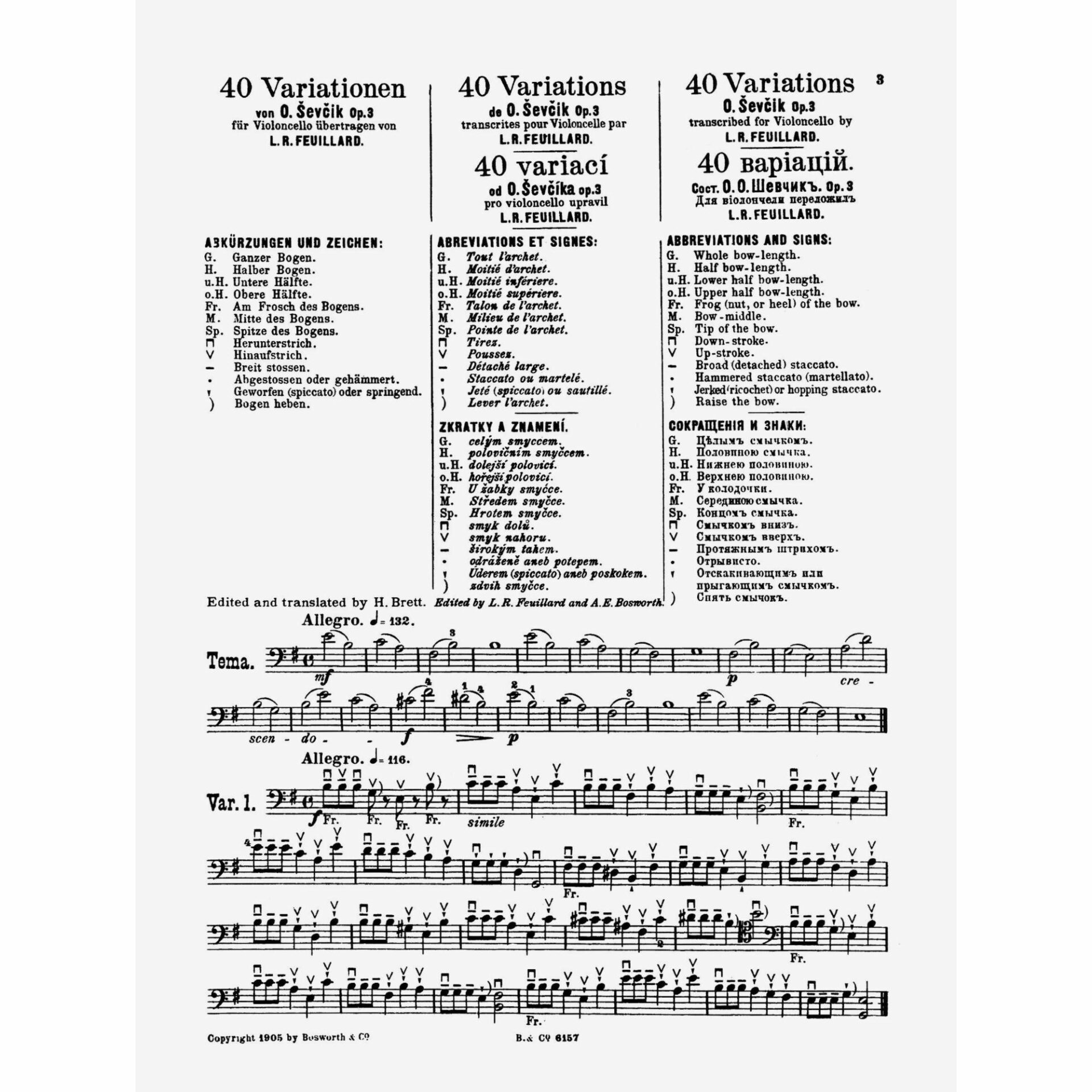 Sevcik - 40 Variations, Op. 3 for Cello - Southwest Strings