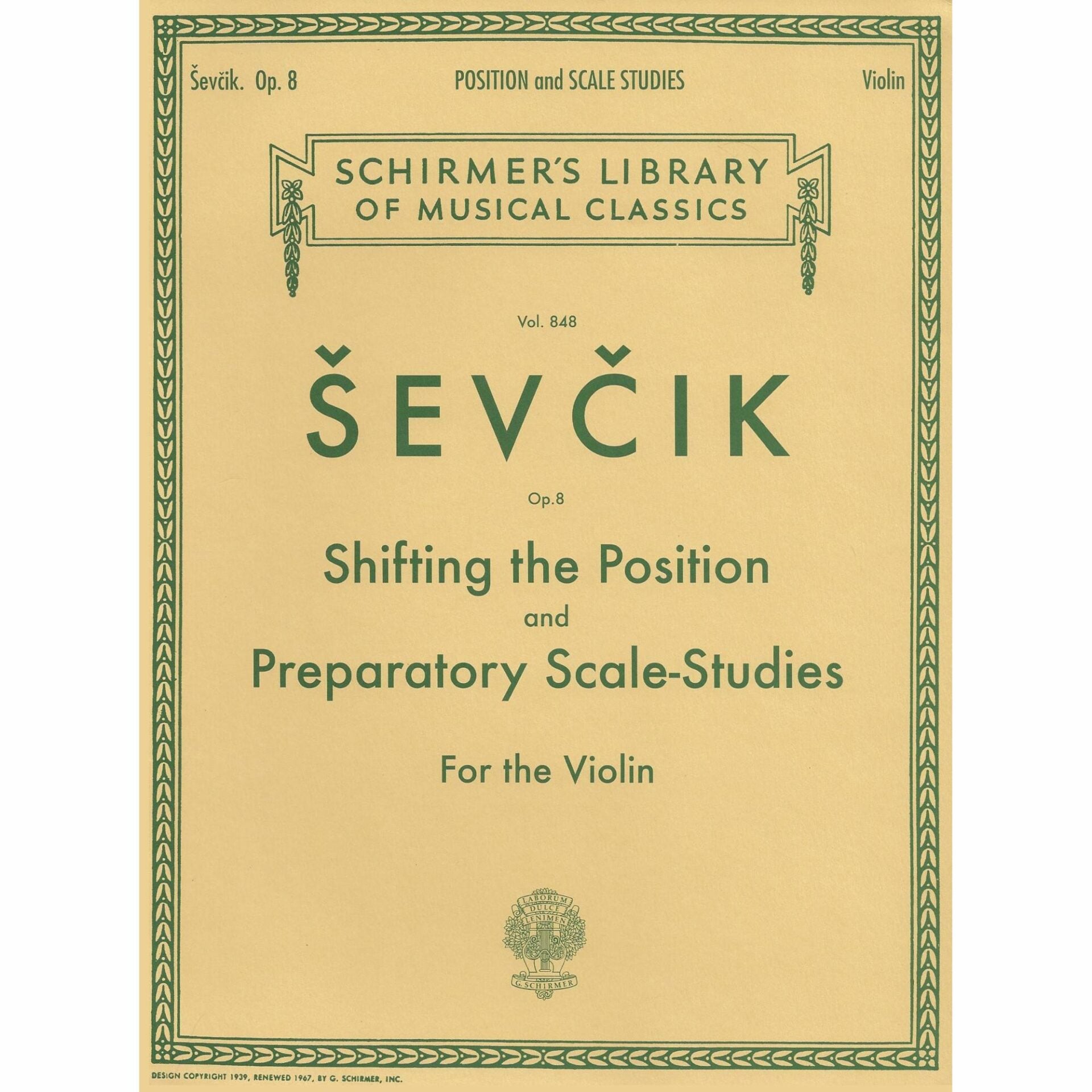 Sevcik - Shifting the Position and Preparatory Scale Studies, Op. 8 for ...