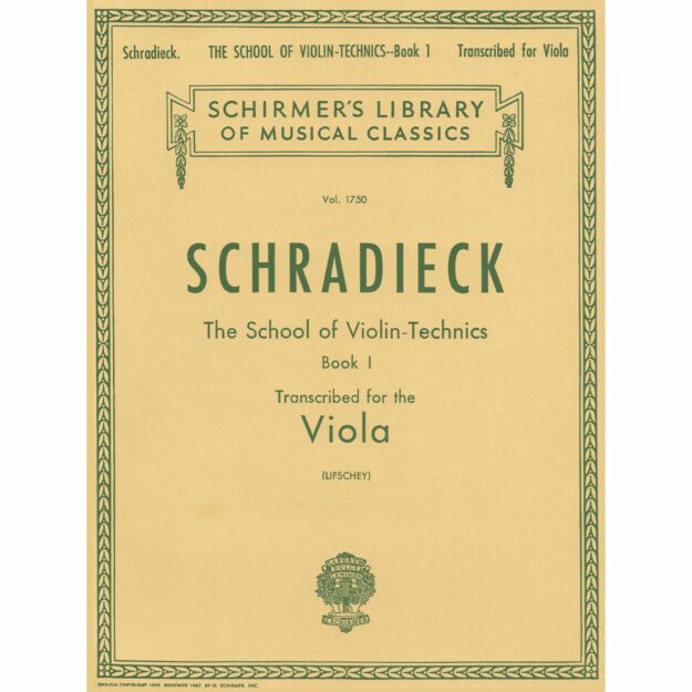 Schradieck - The School of Violin-Technics, Book 1 for Viola ...