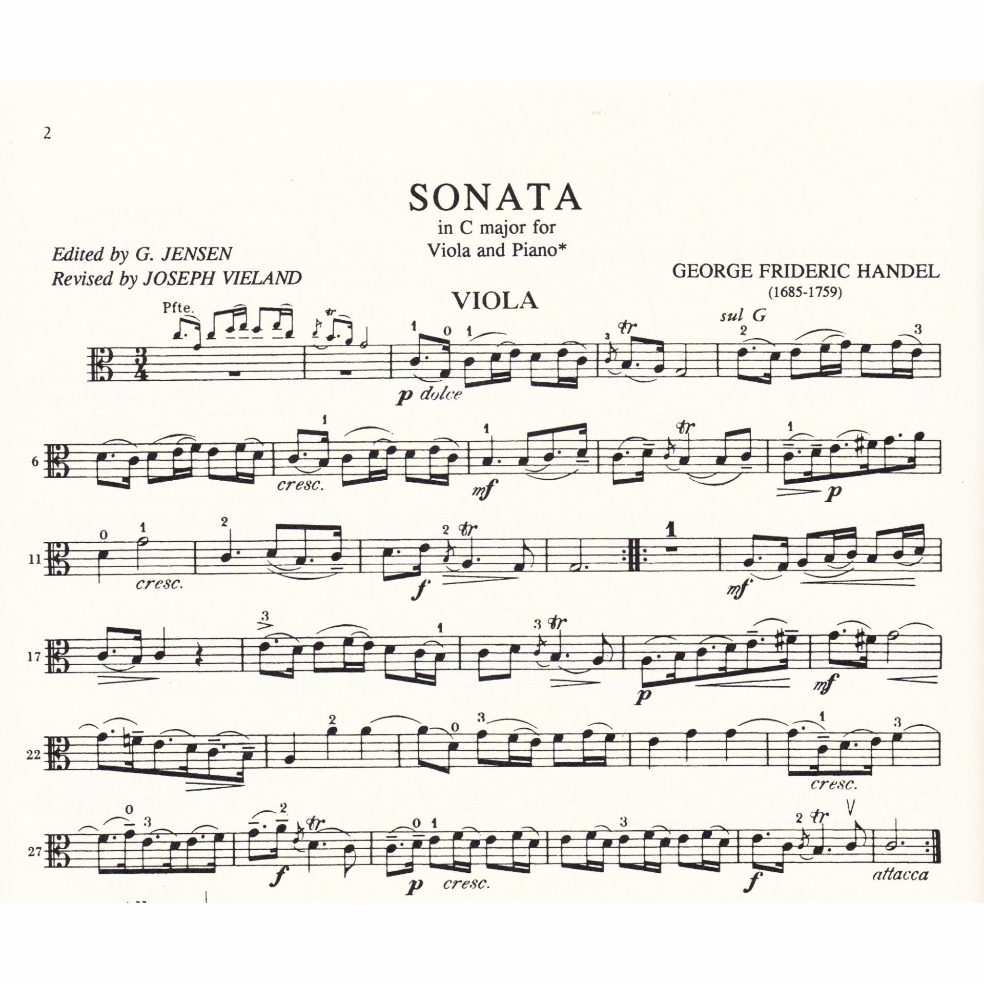 Handel -Sonata in C Major for Viola and Piano - Southwest Strings