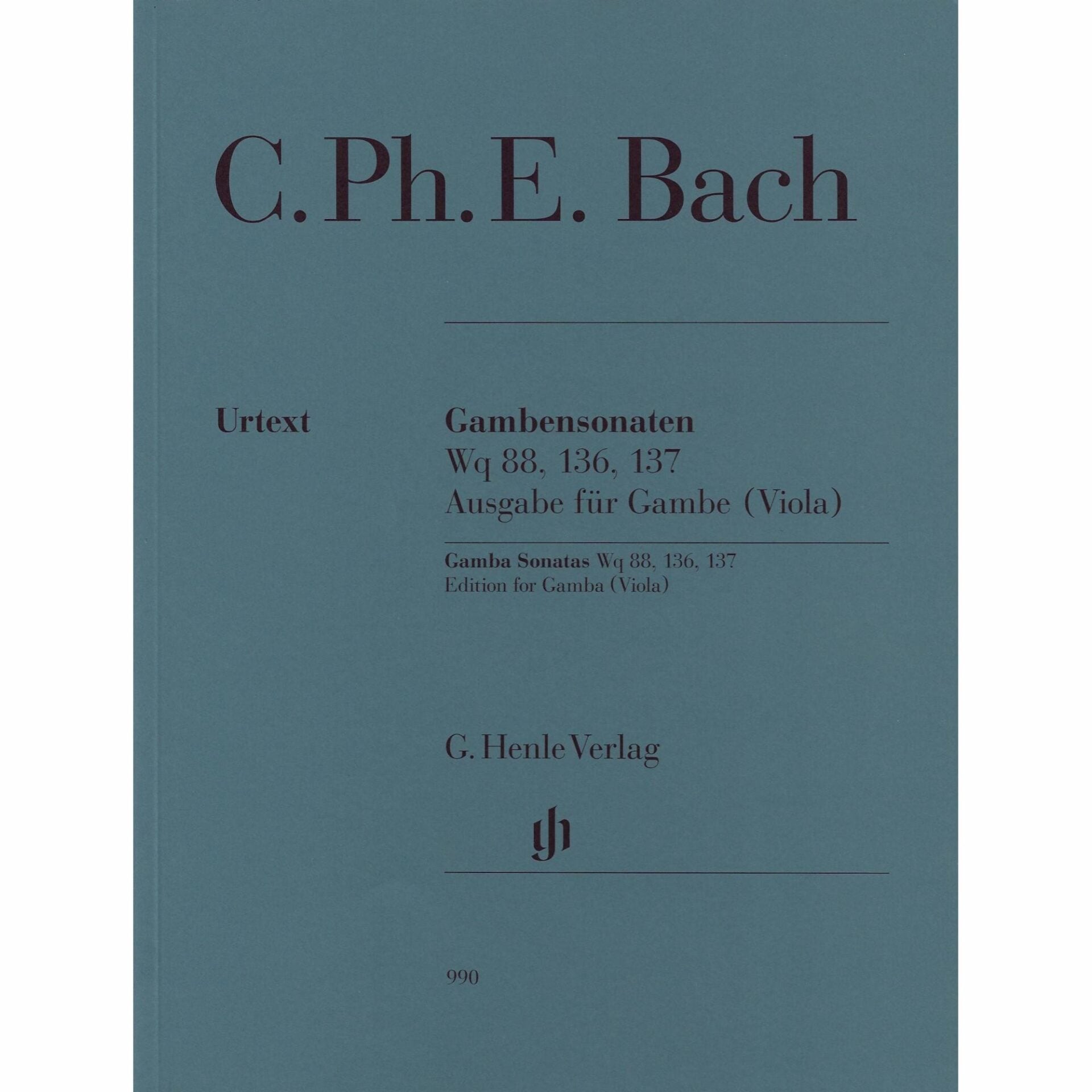 Bach, C. P. E - Gamba Sonatas, Wq 88, 136 & 137 for Viola and Basso ...