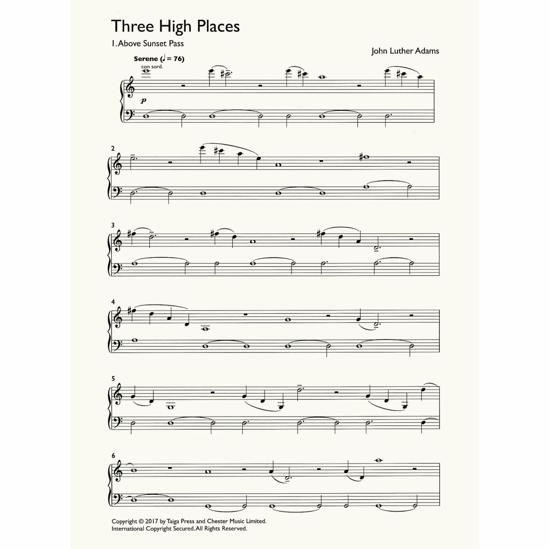 Adams - Three High Places for Solo Cello - Southwest Strings