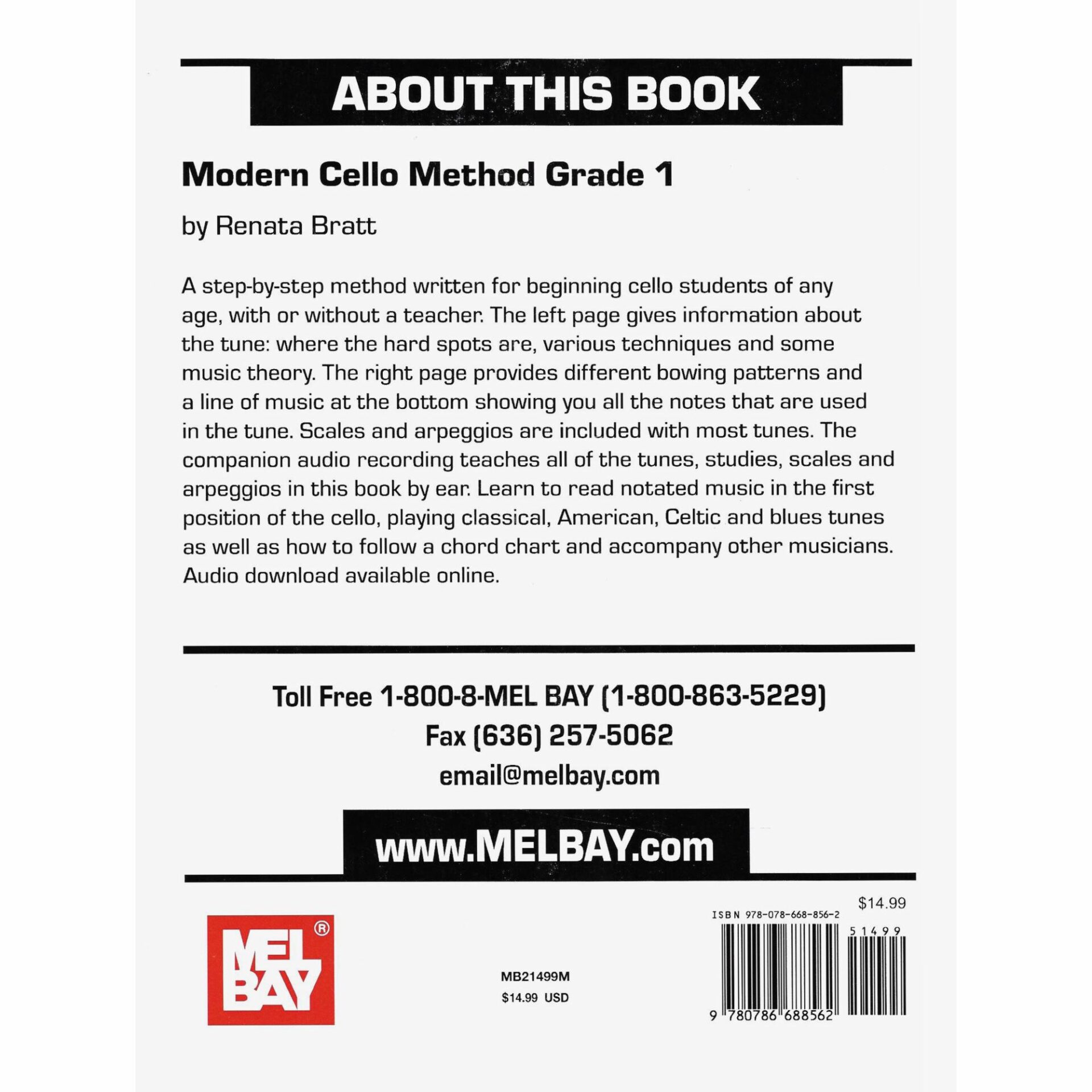 Mel Bay's Modern Cello Method, Grade 1 - Southwest Strings