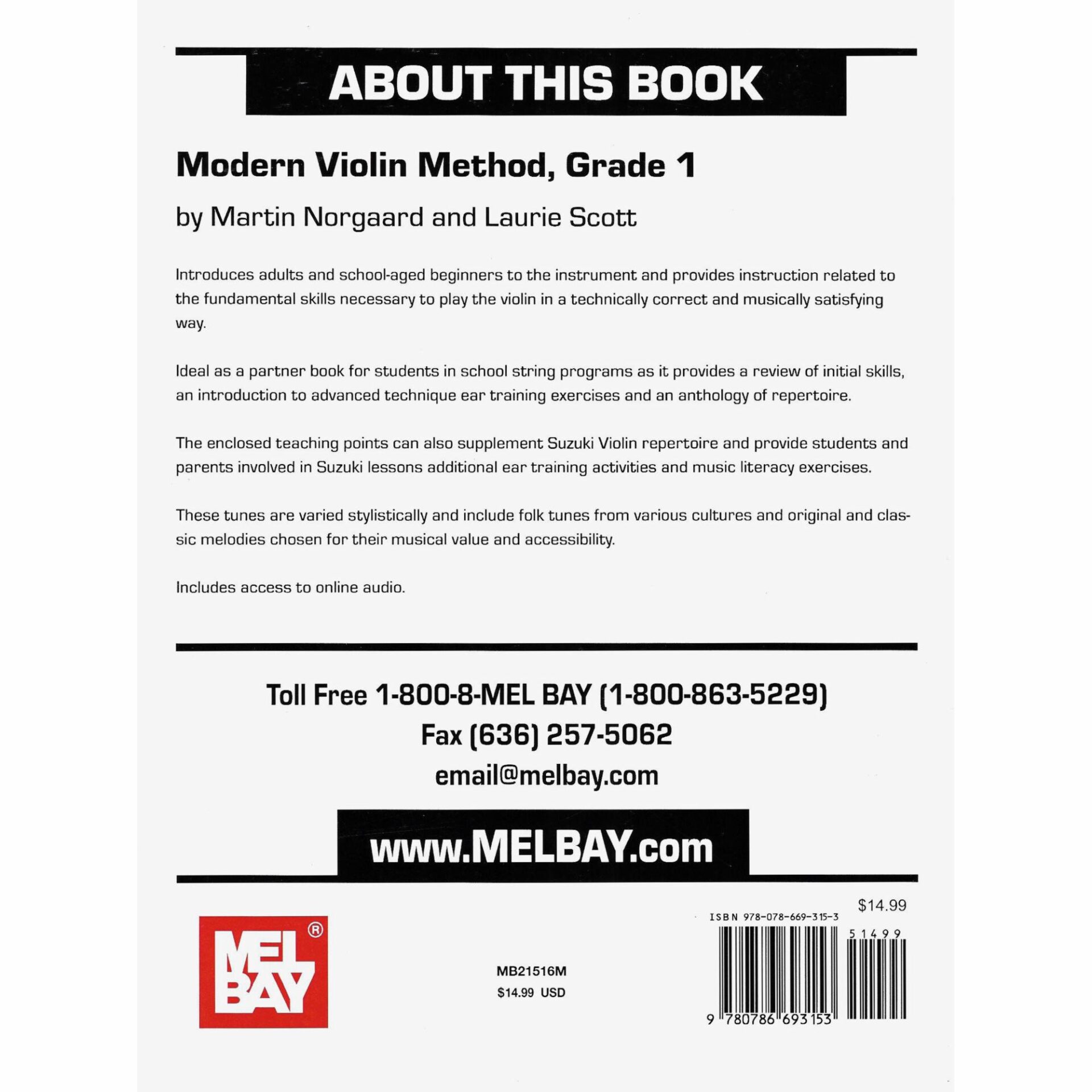 Mel Bay's Modern Violin Method, Grade 1 - Southwest Strings