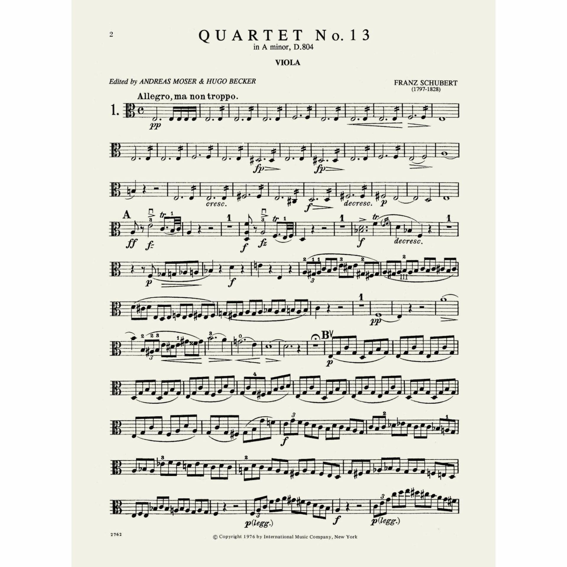 Schubert - Three Celebrated String Quartets - Southwest Strings