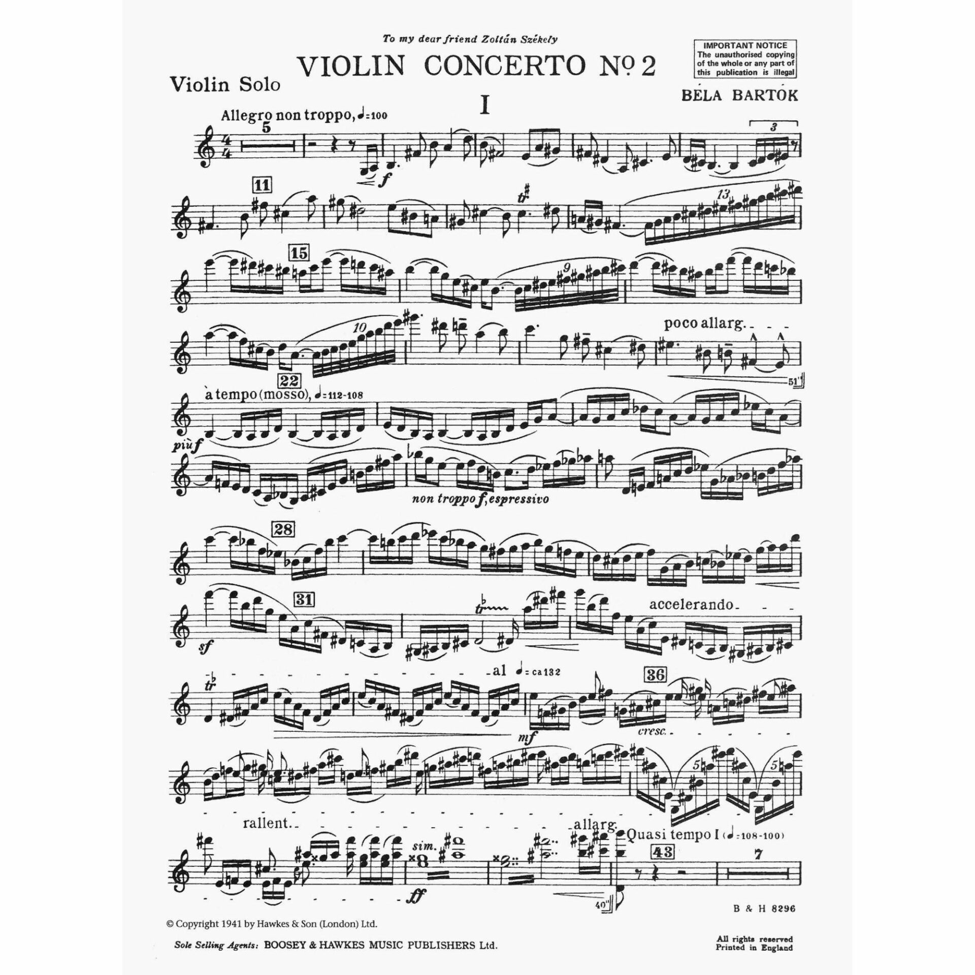 Bartok - Violin Concerto No. 2 for Violin and Piano - Southwest Strings