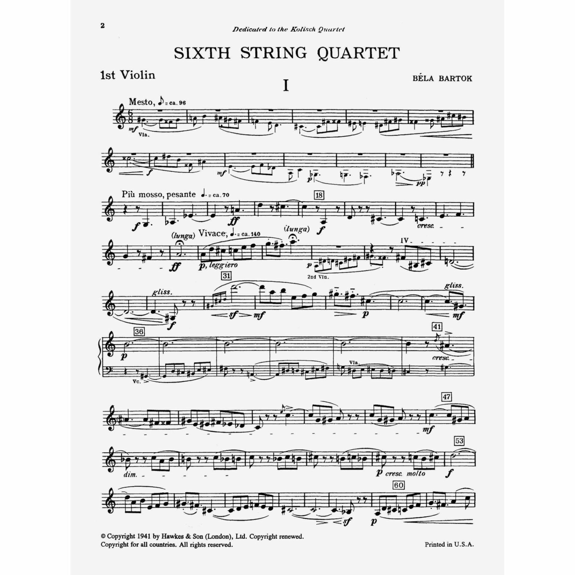Bartok - Sixth String Quartet - Southwest Strings