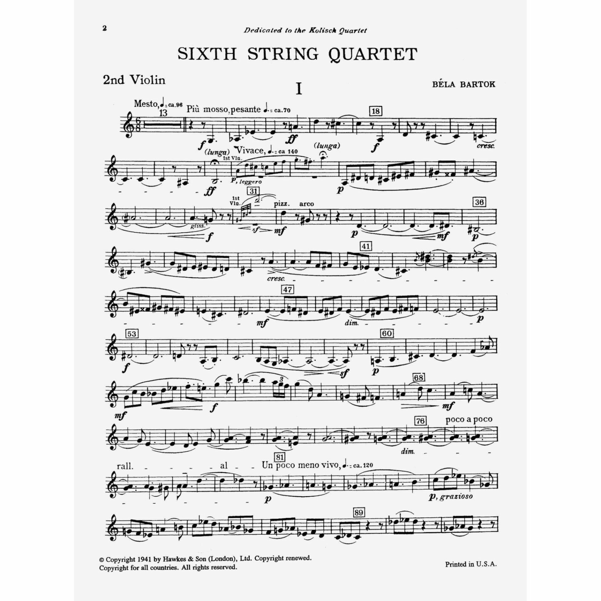 Bartok - Sixth String Quartet - Southwest Strings