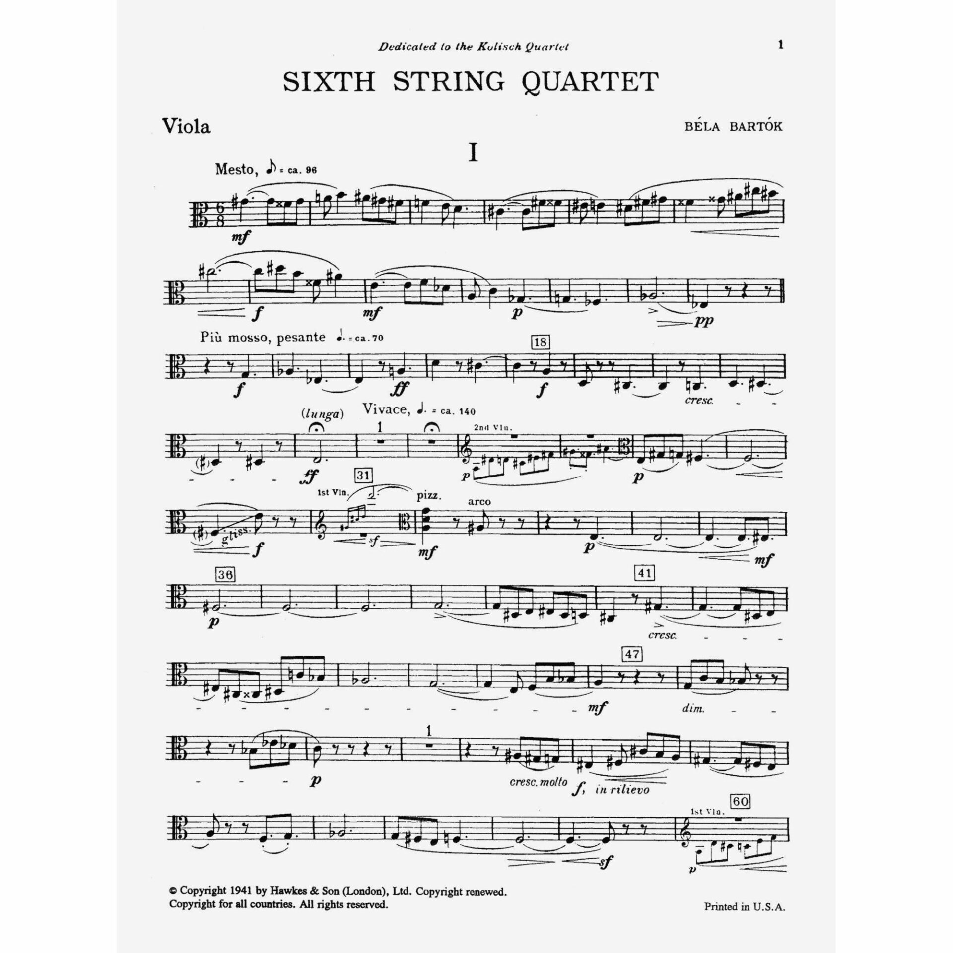 Bartok - Sixth String Quartet - Southwest Strings