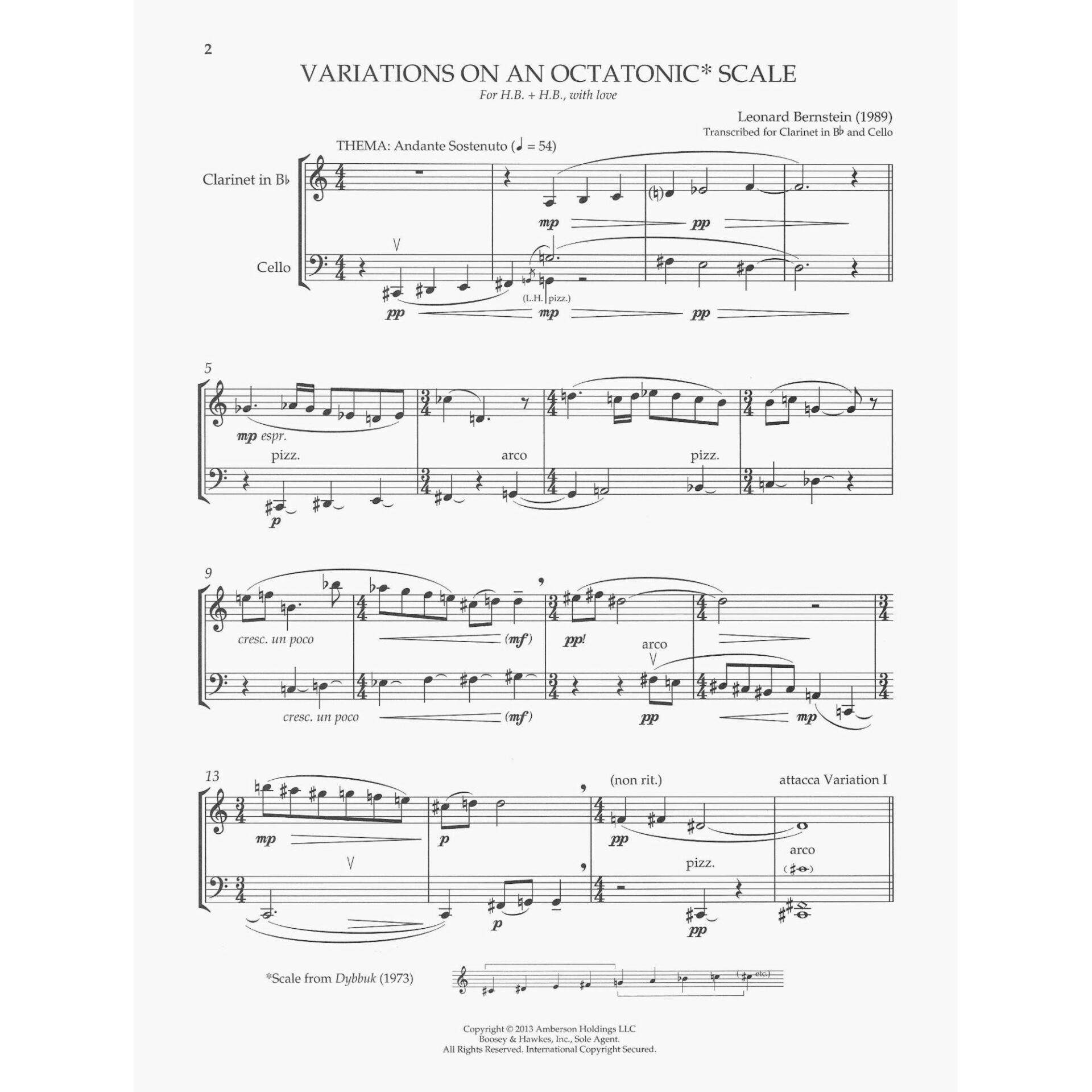 Bernstein - Variations an an Octatonic Scale for Clarinet and Cello ...