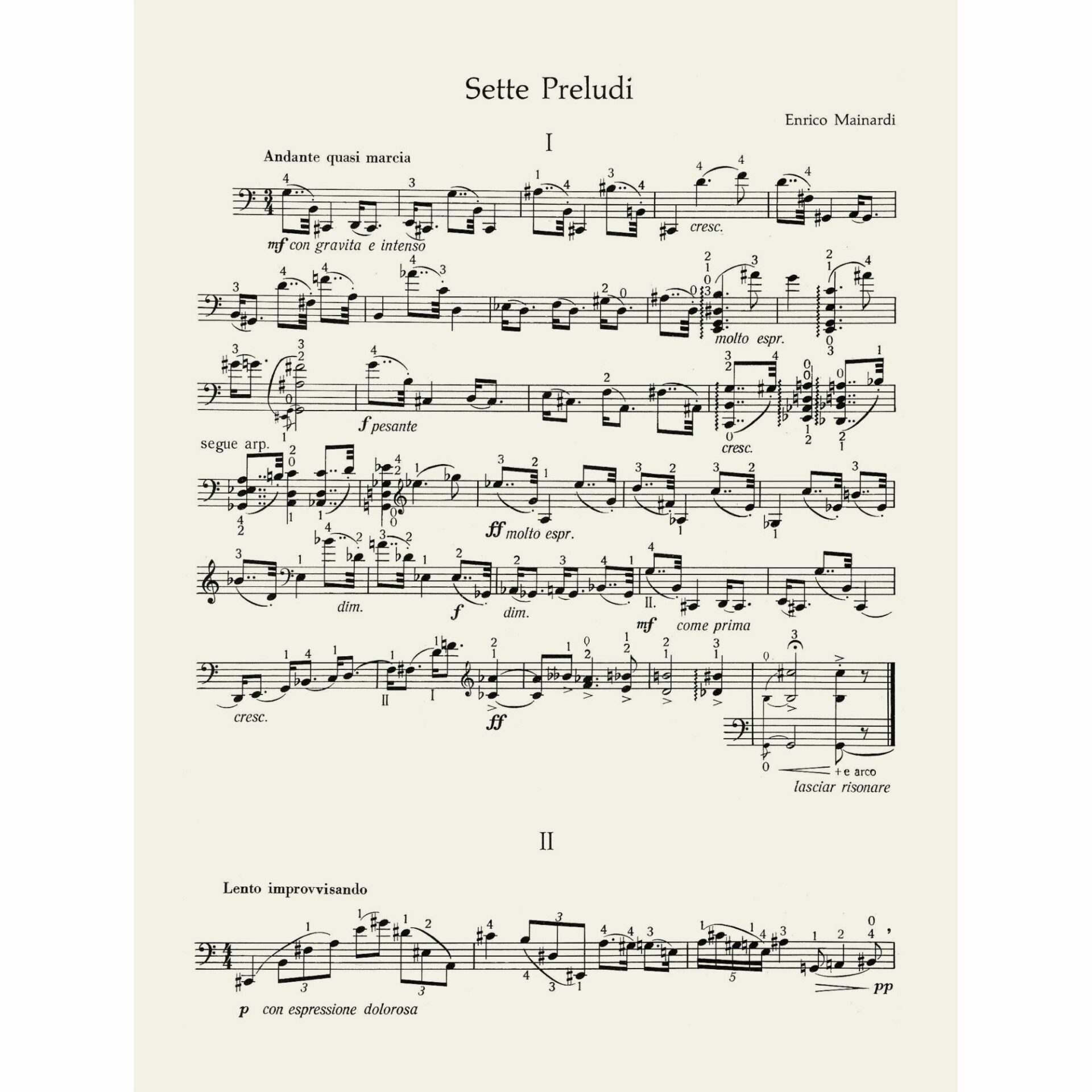 Mainardi - Seven Preludes for Solo Cello - Southwest Strings