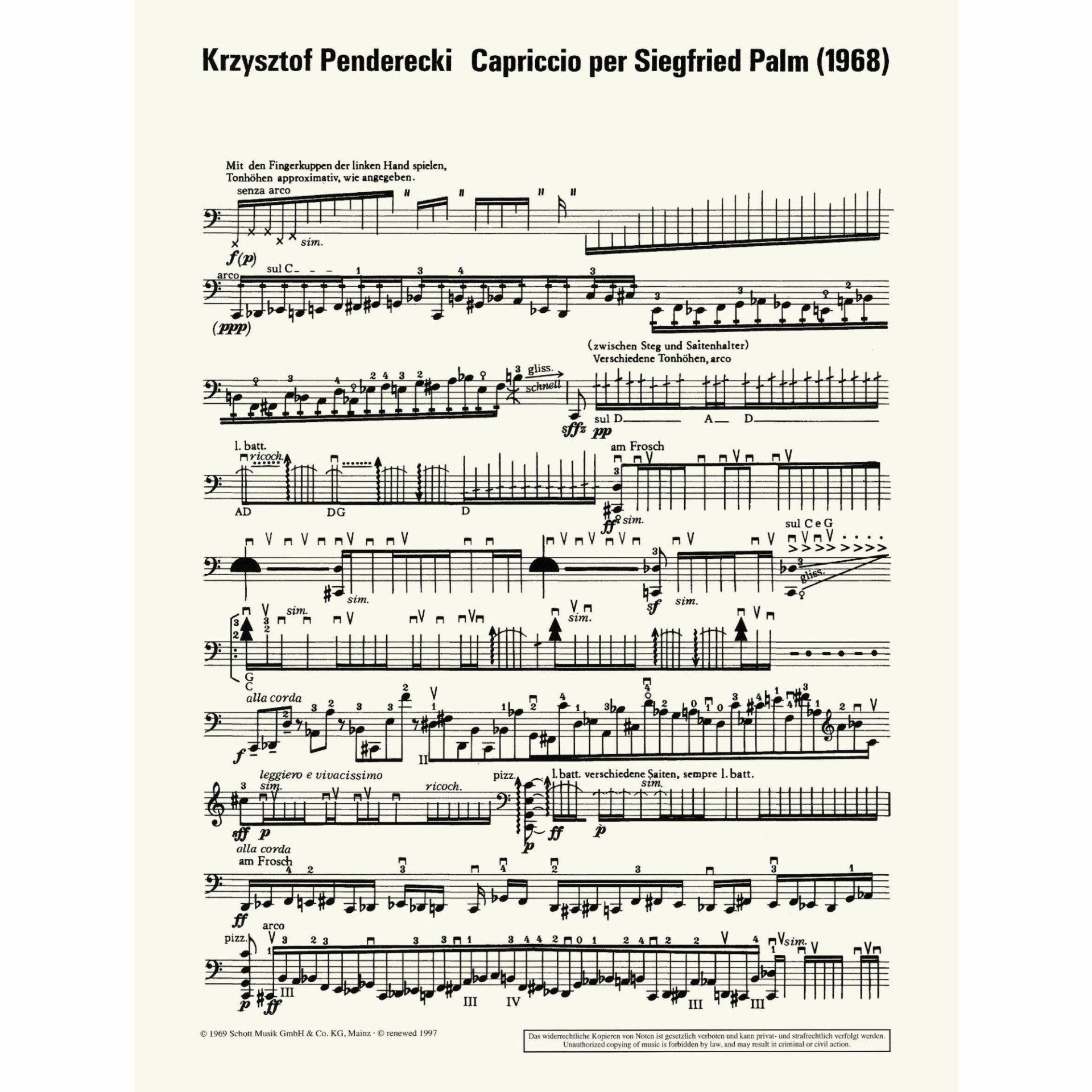 Penderecki - Capriccio per Siegfried Palm for Solo Cello - Southwest ...