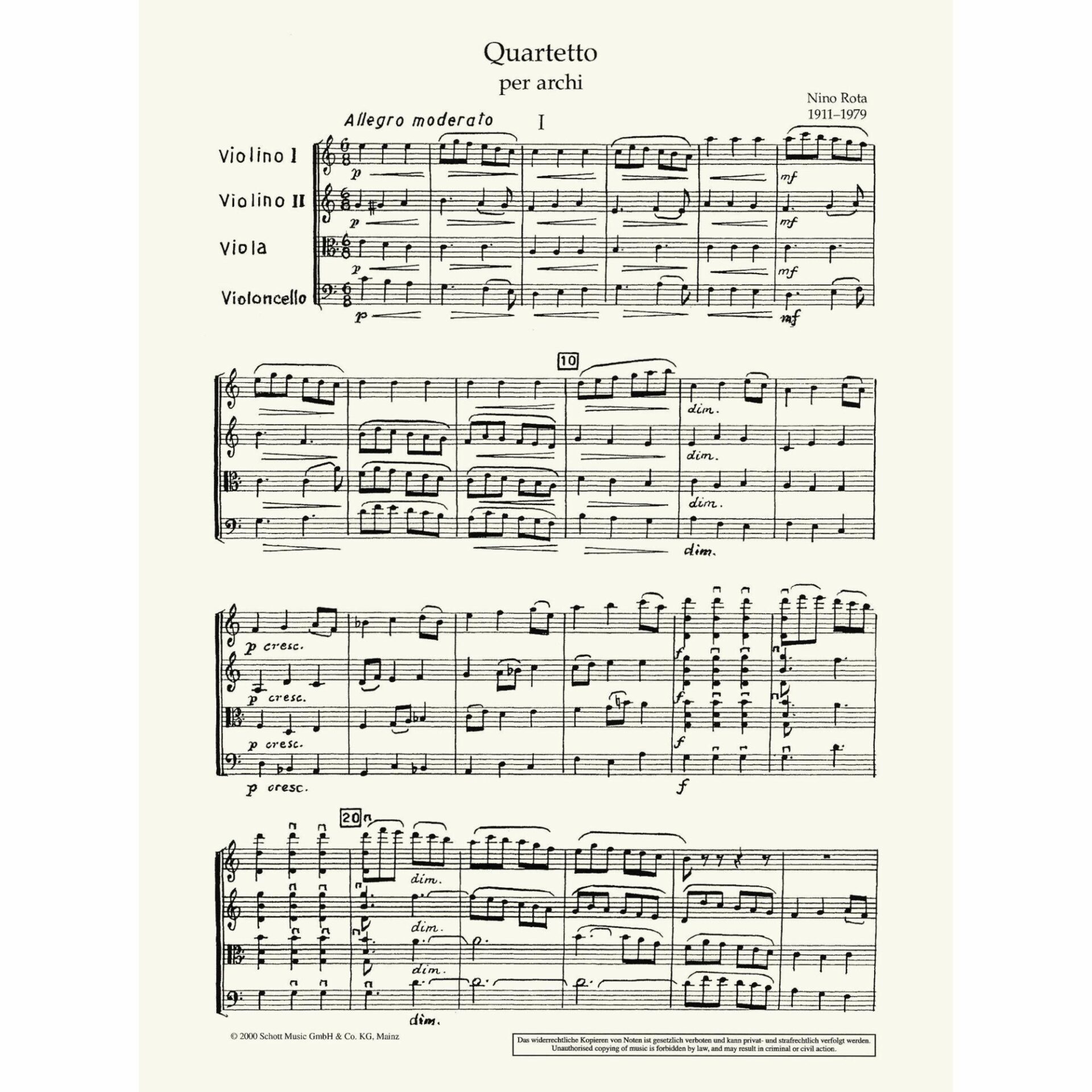 Rota - String Quartet - Southwest Strings