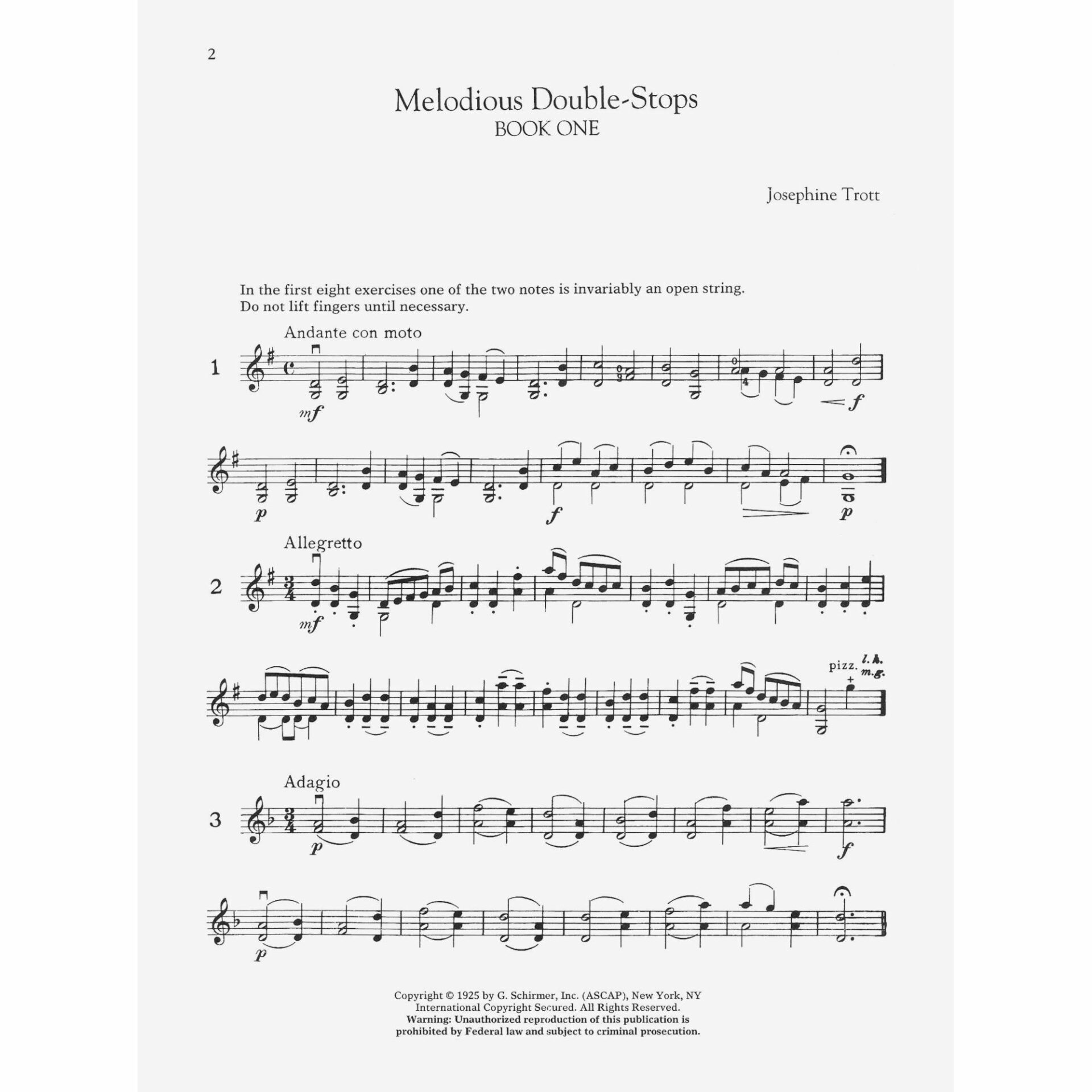 Trott - Melodious Double Stops for Violin - Southwest Strings