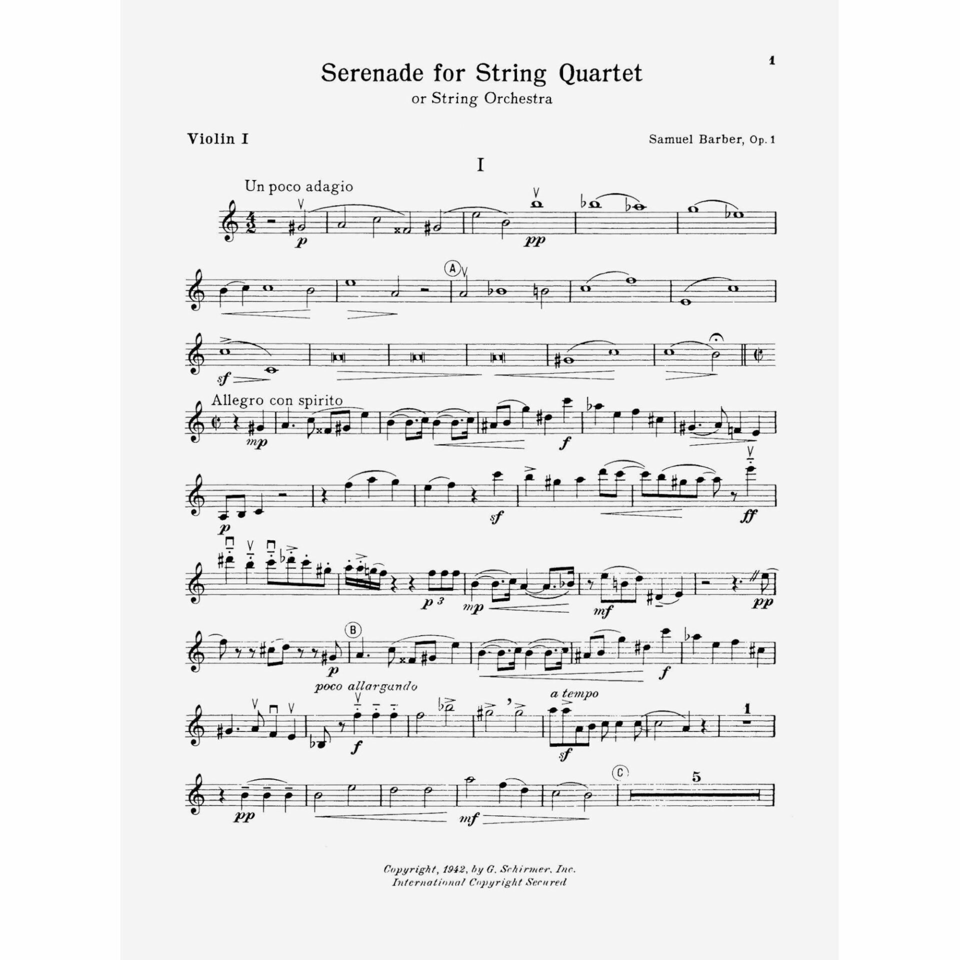 Barber - Serenade, Op. 1 for String Quartet - Southwest Strings