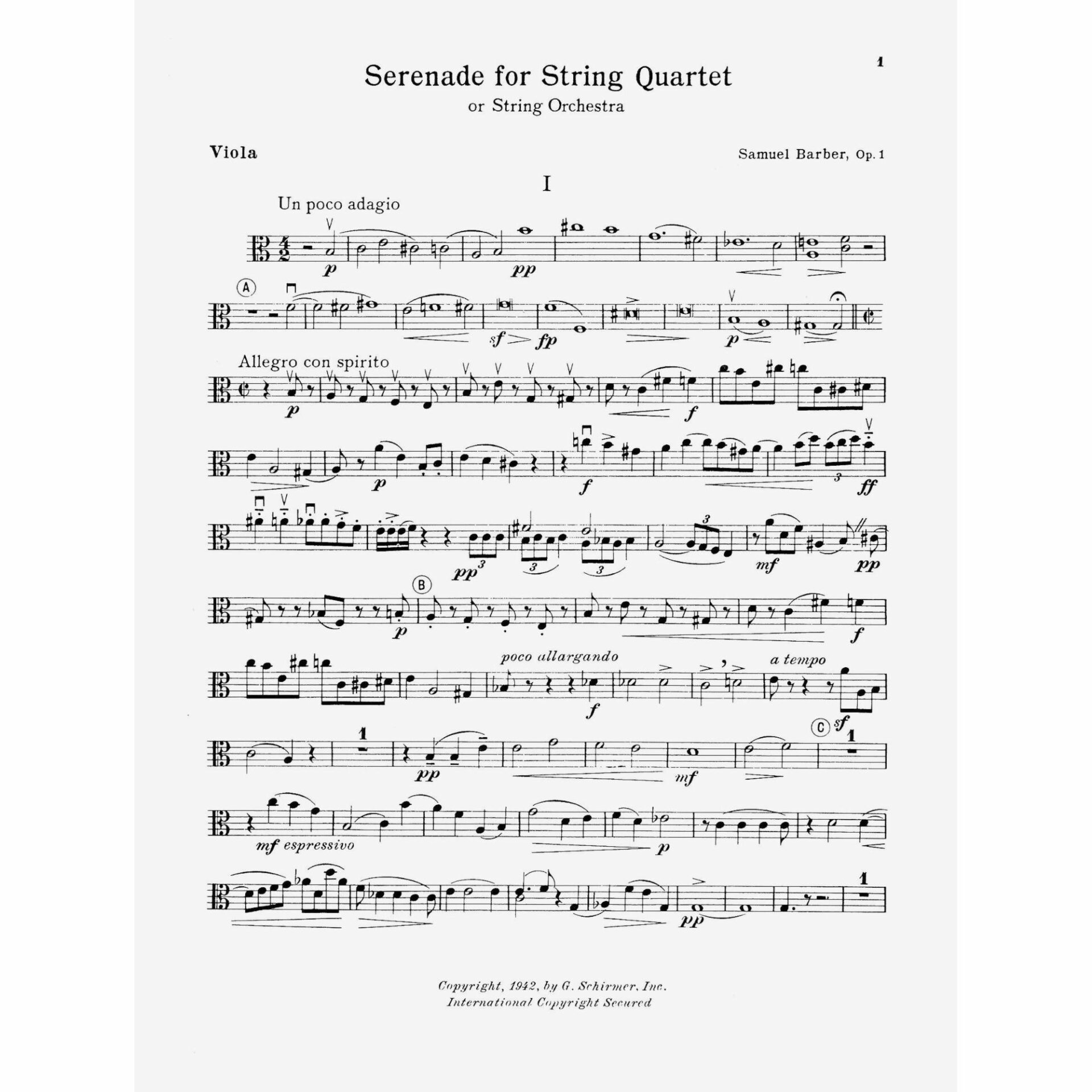 Barber - Serenade, Op. 1 for String Quartet - Southwest Strings