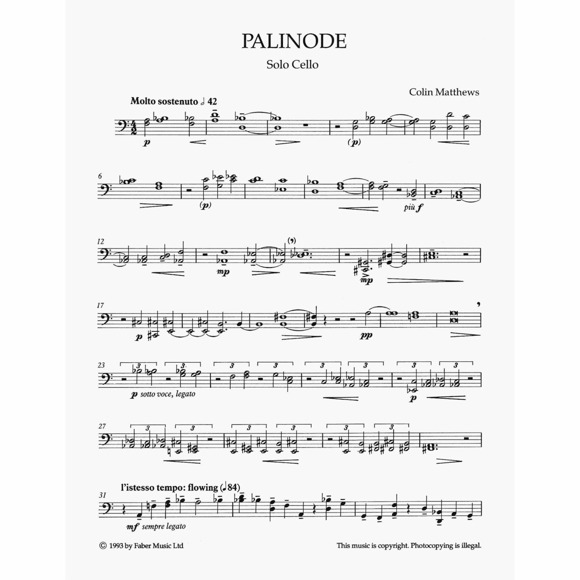 Matthews - Palinode for Solo Cello - Southwest Strings