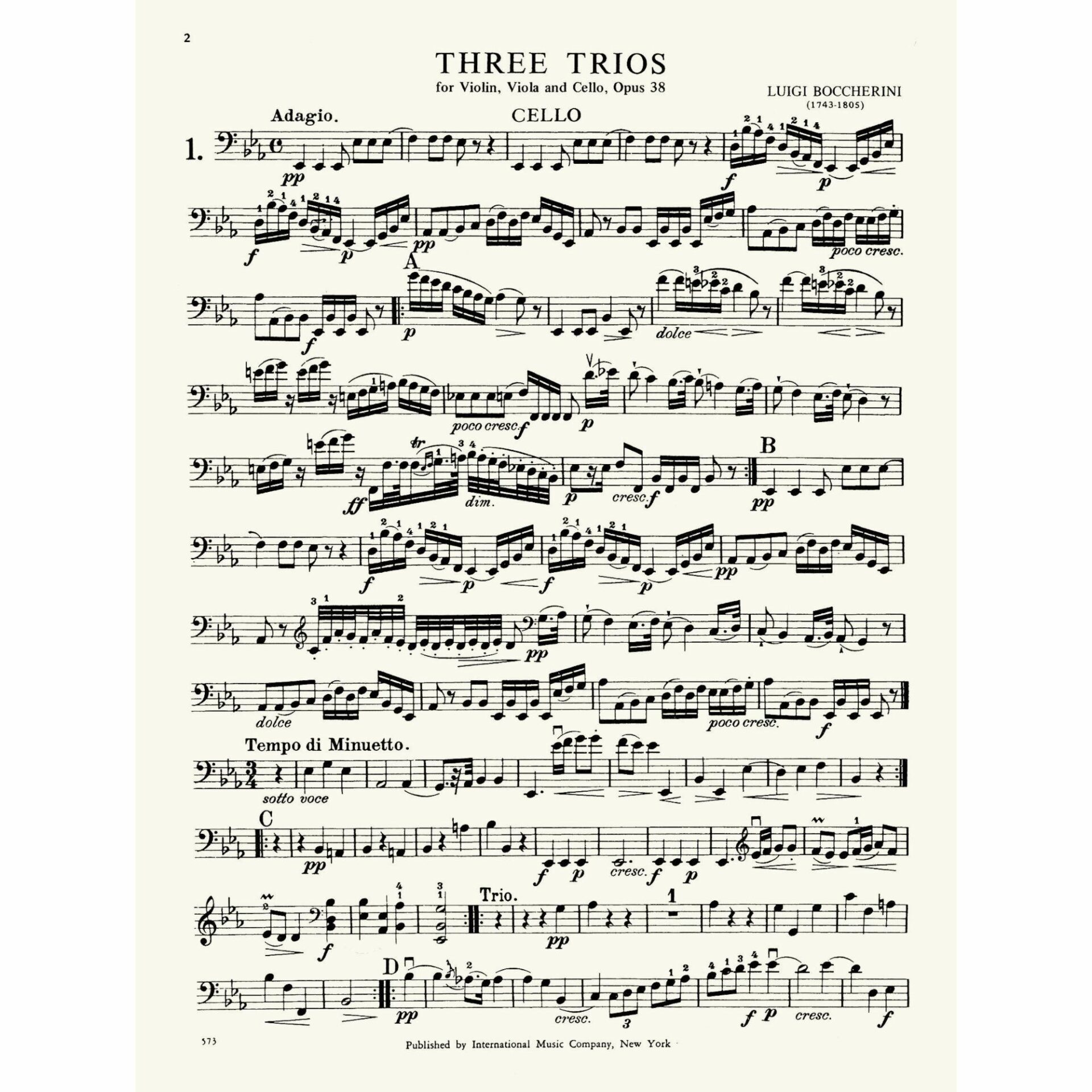 Boccherini - Three Trios, Op. 38 for Violin, Viola, and Cello - Southwest Strings