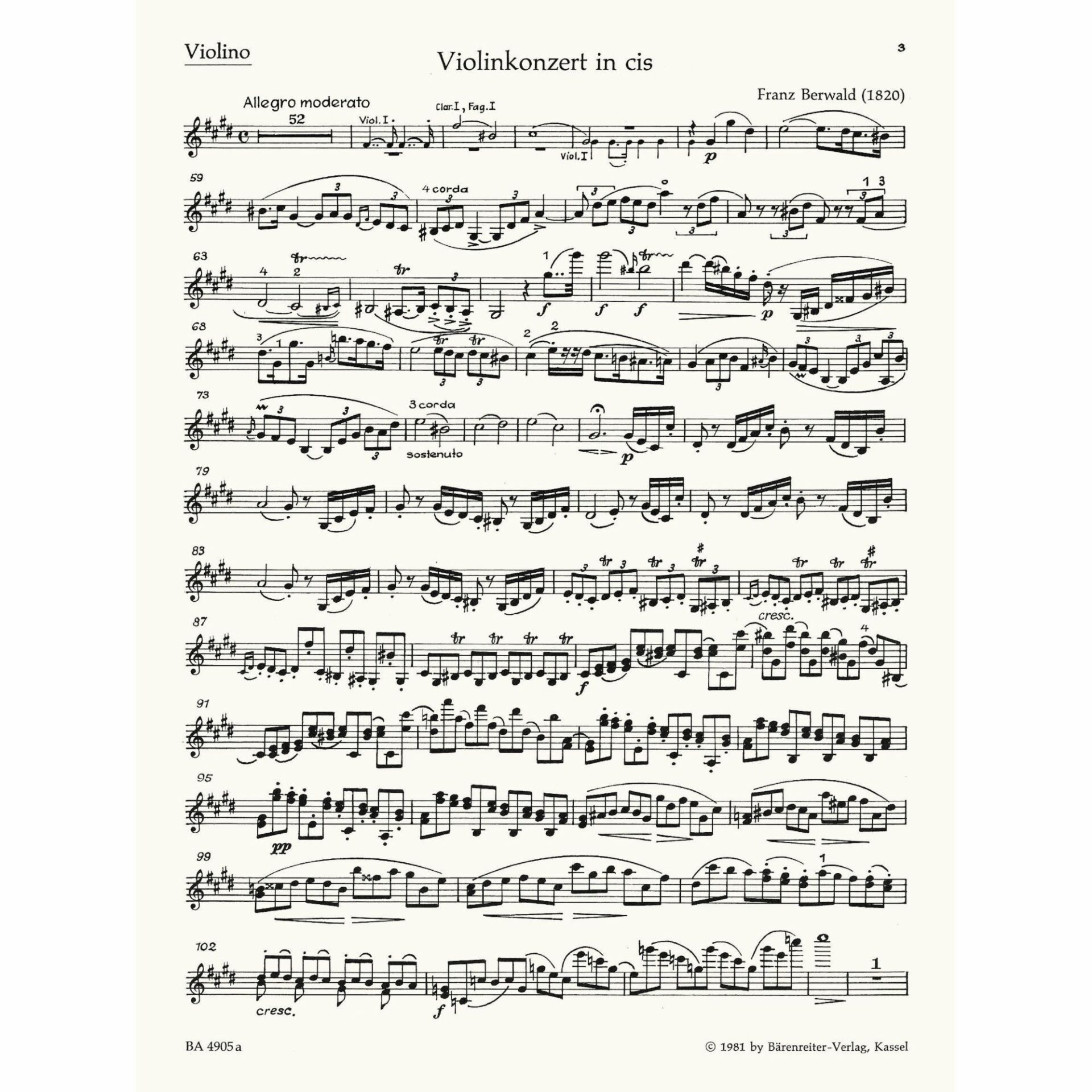Berwald - Violin Concerto in C-sharp Minor for Violin and Piano ...