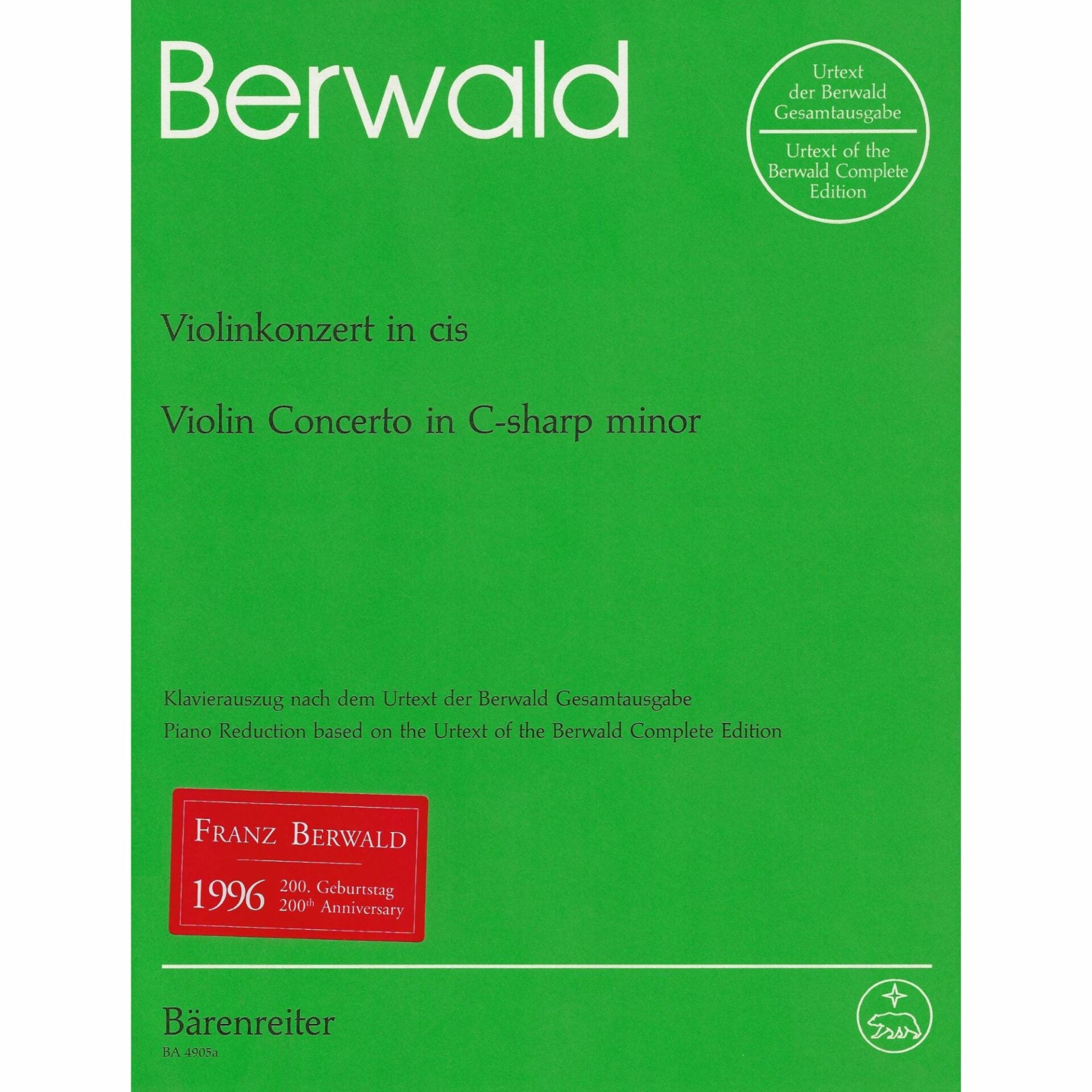 Berwald - Violin Concerto in C-sharp Minor for Violin and Piano ...