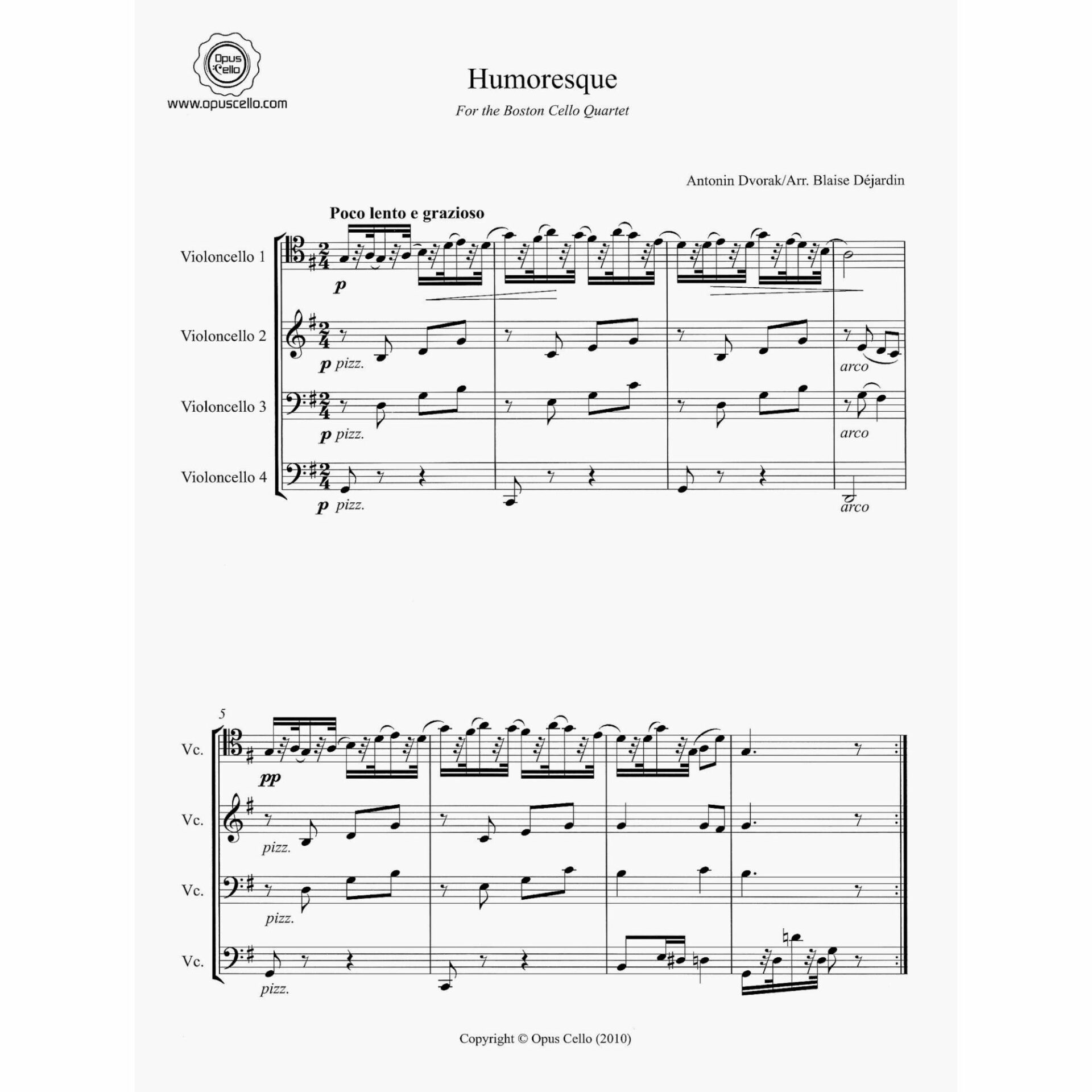 Dvorak - Humoresque for Four Cello - Southwest Strings